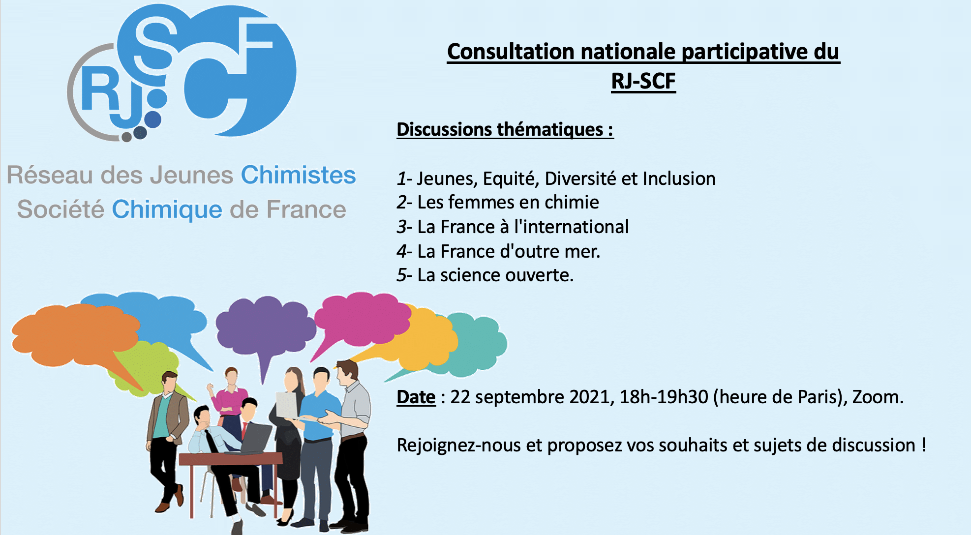 Consultation nationale du RJ-SCF le 22 septembre à 18h - Société Chimique de France (SCF)
